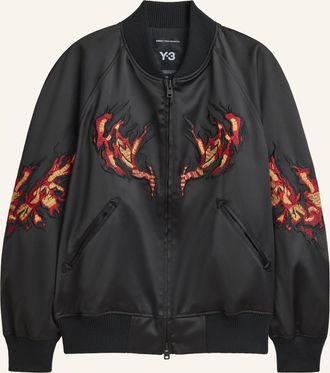 Yohji Yamamoto Y-3 Embroidered Graphic Satin Souvenir Jacket schwarz