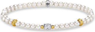 Thomas Sabo Thomas Sabo Damen Armband beige Perlen mit Halbmond Silber 925 Sterlingsilber, Geschwärzt, 750 Gelbgold Vergoldung A1979-430-14
