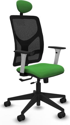 Piqueras y Crespo Stuhl mit Lendenwirbel- und Nackenst&uuml;tze, mit wei&szlig;en und schwarzen Armlehnen und festem Kopfteil, ausgestattet mit Syncro/Traslack und Schneideschaum,