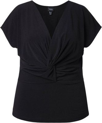 Ulla Popken T-Shirt Top Drapierung V-Ausschnitt &auml;rmellos