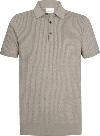 Profuomo Strick-Poloshirt mit Tencel in Zopfstrickmuster in