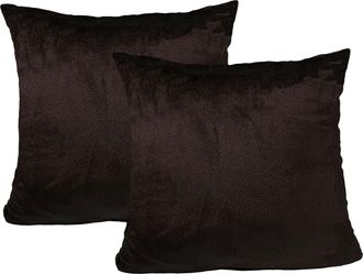 JACK 2er Set Teddy Flausch Kissenhülle Kissenbezug Dekokissen flauschig kuschlig weich, Farbe:Braun, Größe:40 x 40 cm