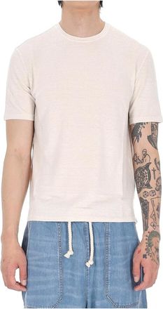 Roberto Collina Homme, Tops, Beige, Taille: XL T-shirt en jersey de lin