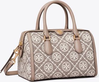 Tory Burch Damen T Monogram Coated Jacquard Petite Barrel Bag