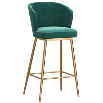 Generic Barhocker in Tresenh&ouml;he, ergonomischer Samt-Barhocker mit geschwungener R&uuml;ckenlehne, hoher Barhocker, Fr&uuml;hst&uuml;cksstuhl f&uuml;r die K&uuml;cheninsel, Bequeme gro