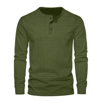 Generic T-shirt &agrave; manches longues pour homme - D&eacute;contract&eacute; - Sportif - Respirant - &Agrave; carreaux, Vert arm&eacute;e., 3XL
