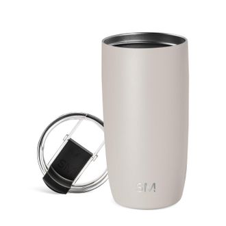 Simple Modern Thermobecher Kaffeebecher to go mit Klappdeckel | Isolierter Edelstahl-Kaffeebecher | Geschenke f&uuml;r Frauen und M&auml;nner | Voyager | 470ml | Almond Birch