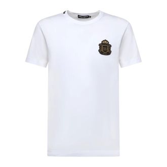 Dolce & Gabbana Homme, Tops, Blanc, Taille: 3XL T-shirt avec &eacute;cusson h&eacute;raldique