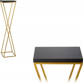 HowHomely Pflanzenst&auml;nder Metall 100 cm Hoch - Stabiler und Fester Blumenhocker mit Schwarz MDF-Platte auf Gold St&auml;nder - Blumenst&auml;nder zur Dekoration Innenr&auml;um