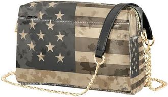 Mnsruu Sacs à bandoulière pour femme, sac à main en cuir texturé avec drapeau américain