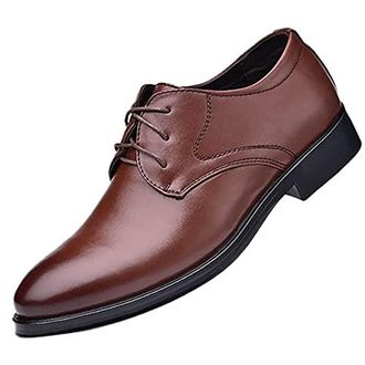 Generic Chaussures habill&eacute;es en cuir pour homme - Style vintage - &Agrave; lacets - Bout pointu - Talon bloc - Antid&eacute;rapantes - Chaussures classiques tendance larges