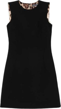 Dolce & Gabbana Femme, Robes, Noir, Taille: 36 FR Robe fourreau sans manches avec bordure imprim&eacute; animal