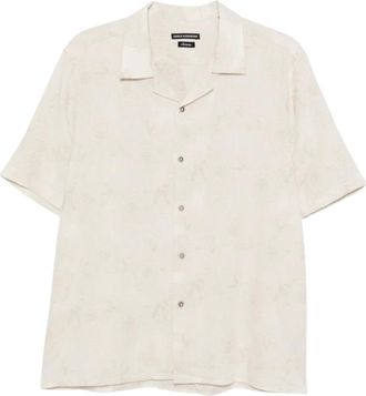 Daniele Alessandrini Homme, Chemises, Beige, Taille: S Floral Jacquard Camp Collar Shirt