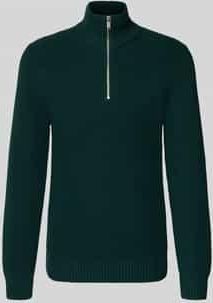 Mc Neal Slim Fit Strickpullover aus reiner Baumwolle mit Troyer-Kragen