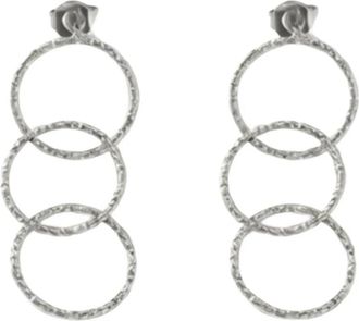 Dansk Copenhagen Vilja Waterproof Silver Stainless Steel Statement Earrings - Structured Finish - - Accessories - Damen - Grau - ONE SIZE