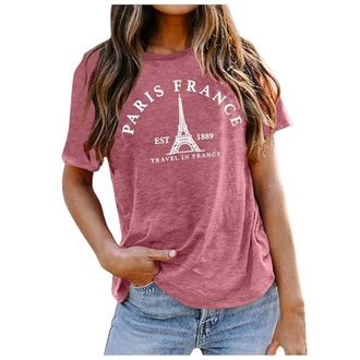 Generic 2025 - T-shirt de voyage pour femme avec motif Tour de France pour le yoga et lentraînement, rose, XXL