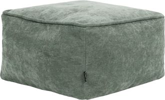 Icon Brand Amara Hocker, Salbeigrün, Flauschiger Chenille Stoff, Klein Sitzsack, Sitzpuff Hocker mit Füllung, Fußhocker für das Wohnzimmer, Deko Wohnzimmer