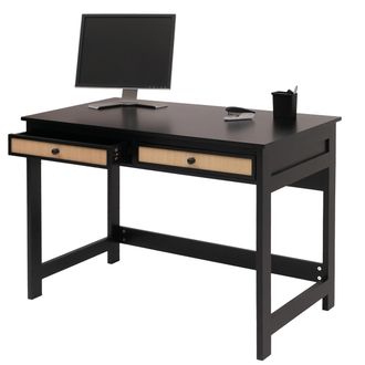 Mendler Schreibtisch HWC-O36, B&uuml;rotisch Laptoptisch Arbeitstisch, Schublade 78x110x60cm Holz - schwarz