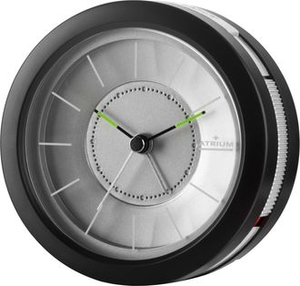 Atrium moderner Design Wecker Analog Quarz ohne Ticken mit Licht und Snooze Schwarz Silber Rund A106-7