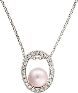 Orphelia Damen-Kette mit Anhänger 925 Silber rhodiniert Zirkonia weiß Rundschliff Synthetische Perle Rosa 45 cm - ZH-4615