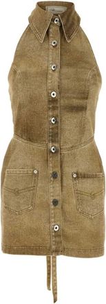 Blumarine Femme, Robes, Beige, Taille: 38 FR Mini-robe chemise boutonn&eacute;e &agrave; imprim&eacute;