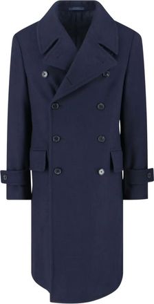 Caruso manteau en laine à boutonnière croisée - Bleu