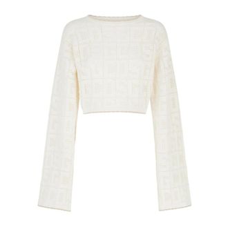 GCDS Gcds - Top Macram&eacute; Monogramme - Femme - Pulls - Blanc - Taille: 42 FR