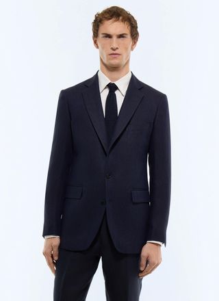 Fursac Veste ajust&eacute;e en lin &agrave; chevrons - Taille 44 - Homme