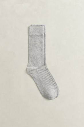 GANT Herren Gerippte Socken (40-42) LIGHT Grau MELANGE