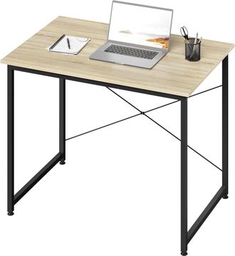 Woltu Schreibtisch, Kleiner Computertisch, 80x60x70 cm, Bürotisch eckig, PC Tisch mit Metallgestell, für Büro Homeoffice Arbeitszimmer Schlafzimmer, aus Hol