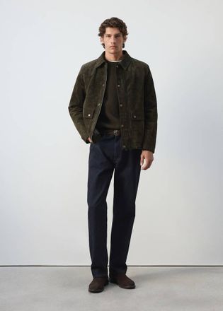 Mango Veste 100 % cuir et daim vert fonc&eacute; - Homme - XXL - MANGO MAN