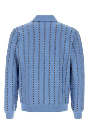 Fendi Mens Cerulean Blue Cotton Polo Shirt Jeans+tabacco Exterior Exterior: T-shirts And Polos