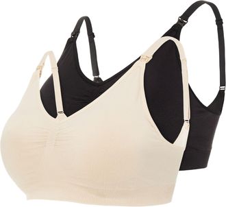 Mama Licious Damen Mlilja Feed Me Bra Nf 2-p A. Noos, Black/Pack:mellow Buff, L-XL