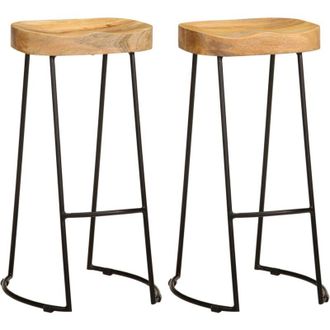 vidaXL Vidaxl - Tabourets de bar lot de 2 bois de manguier massif