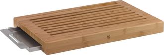 WMF Brotschneidebrett mit Krümelfang, Schneidebrett mit Auffangschale 44 x 27 x 4,8 cm, Schneidebrett Holz mit Krümmelschale, Bambus, Gitterform, klingens
