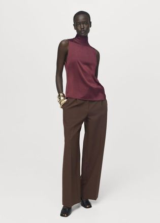 Mango Satinierte Bluse mit Rollkragen weinrot - Damen - XXS - MANGO