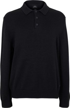 A|X Armani Exchange Poloshirt f&uuml;r Herren, Jerseyware, Lang&auml;rmlig (Schwarz)