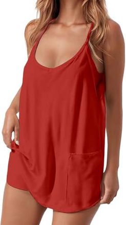 Generic Ensemble 2 pi&egrave;ces pour femme 2026 avec haut sans manches et poches - Surv&ecirc;tement &agrave; col rond et short assorti, Orange, 3XL