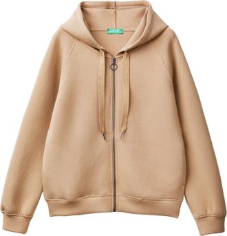Benetton Damen Jacke C/CAPP M/L 3PKLD500N Kapuzenpullover, beige, L