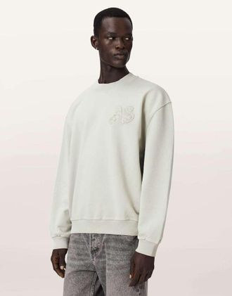 AllSaints Insignia - Sweatshirt in Meergr&uuml;n mit Rundhalsausschnitt