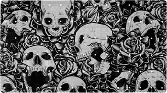 Generic &Auml;sthetischer schwarzer Totenkopf-Hintergrund, rutschfeste Badematten f&uuml;r Badezimmer, rechteckige Badewannenmatte, maschinenwaschbare Duschwannenmatten
