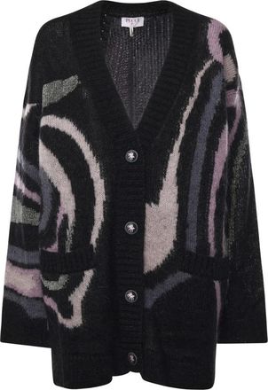Pucci Femme, Pulls, Noir, Taille: 36 FR Cardigan Oversize avec incrustation Marmo