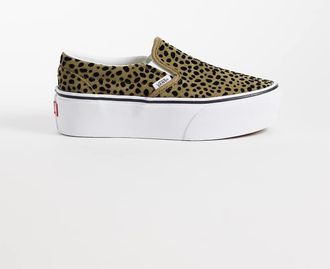 Vans Classic Slip-On Stackform baskets marron &agrave; pois