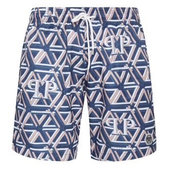 Philipp Plein Swim Trunks Hexagon Monogram - - Swimwear - Herren - Blau - L
