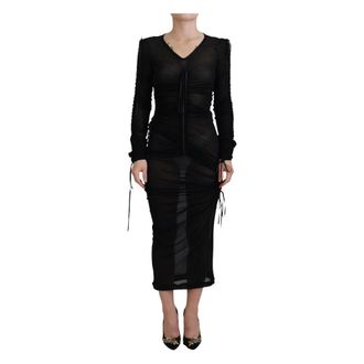 Dolce & Gabbana Schwarzes Viskose Bodycon Sheath Midi Kleid - - Dresses - Damen - Schwarzk - XS