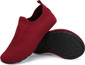 Saguaro Hausschuhe Herren Damen Hüttenschuhe Leicht Rutschfest Pantoffeln Cozy Atmungsaktiv Sockenschuhe Home Flache Cozy Slippers, Edelstein Rot 44/45EU