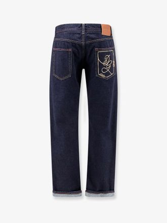 Dolce & Gabbana Mens Jeans With Logo Embroidery, Blue Cotton