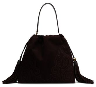 Etro Womens Leather Handbag With Tassels Brown Goat Handbags Hand Bags