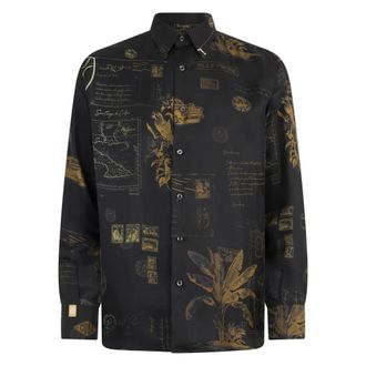 Billionaire Boys Club Printed Silk Shirt Letter - - Shirts - Herren - Schwarzk - 2XL