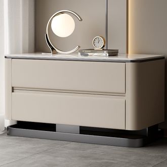 Generic Italienischer Minimalistischer Nachttisch Mit Durchgehender Sintersteinplatte - Leichter Luxus-Nachttisch for Hauptschlafzimmer(70cm)